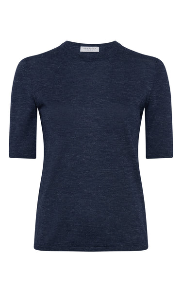 Chryse Knit T-Shirt in Electric Navy Cashmere Silk with Hemp – Gabriela ...