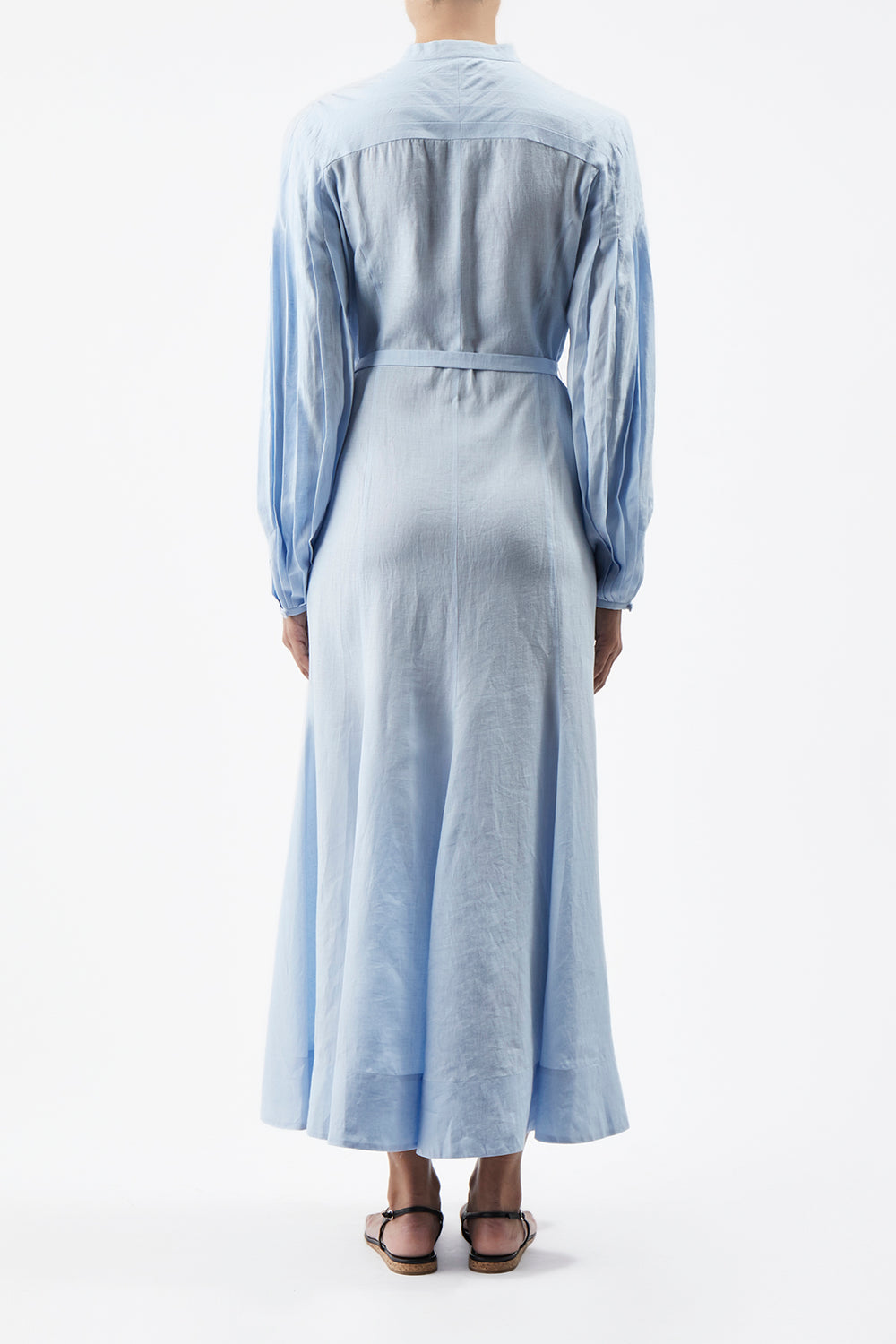 Lydia Dress with Slip in Light Blue Aloe Linen – Gabriela Hearst
