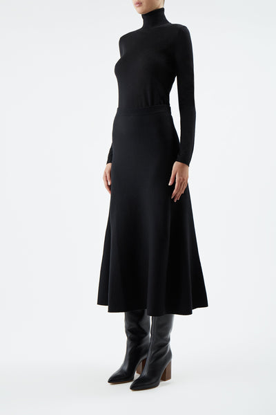 Freddie Knit Midi Skirt in Black Merino Wool Cashmere – Gabriela Hearst